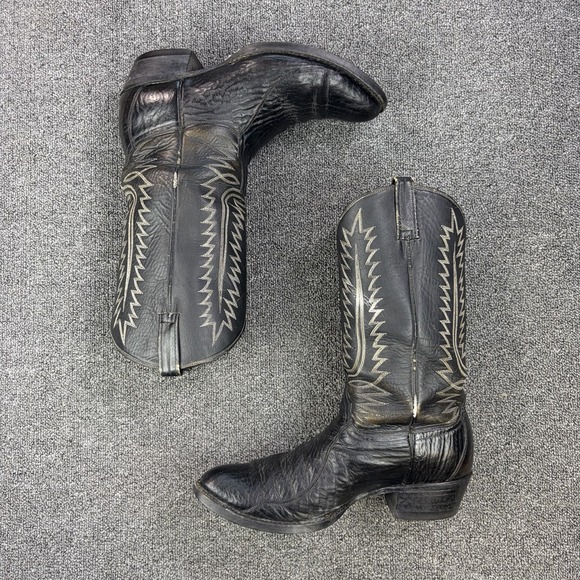 Cowtown | Shoes | Cowtown Black Leather Western Cowboy Boots Mens 5 D ...